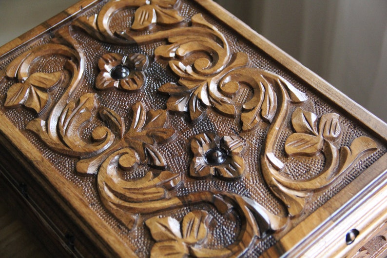 Hand Carved Walnut Mystery Box Large - Etsy