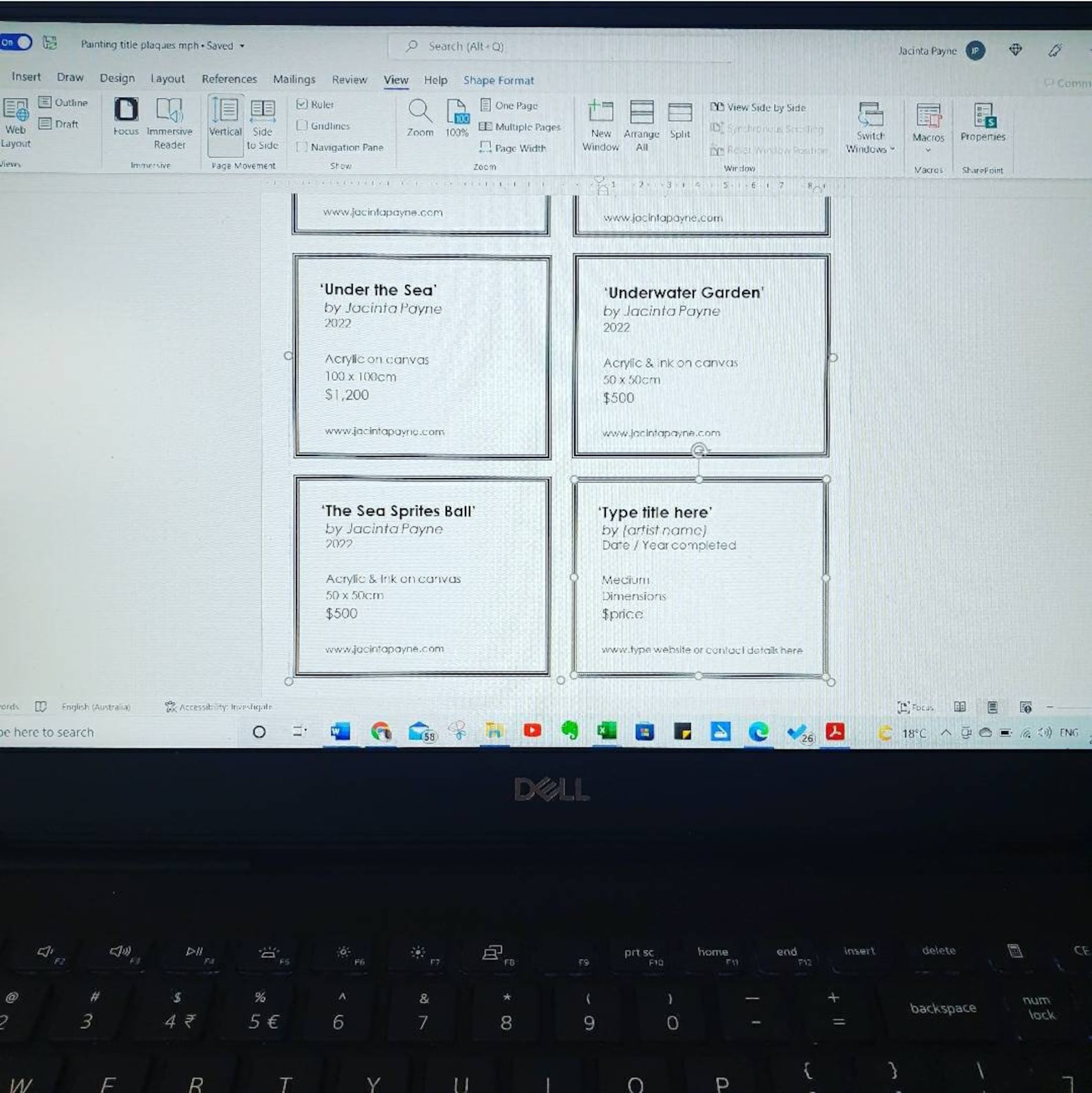 Art Exhibition / Museum Display Cards / Artwork Labels for Artists ...