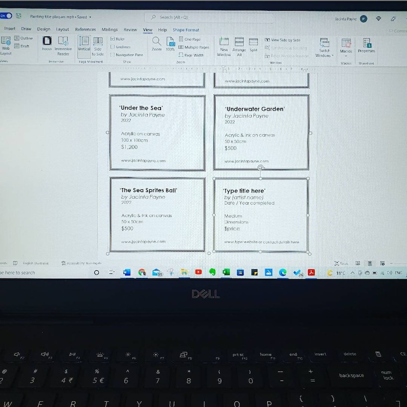 Art Exhibition / Museum Display Cards / Artwork Labels for Artists ...