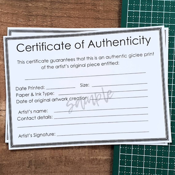Certificate of Authenticity for Artwork Modern Authenticity - Etsy India
