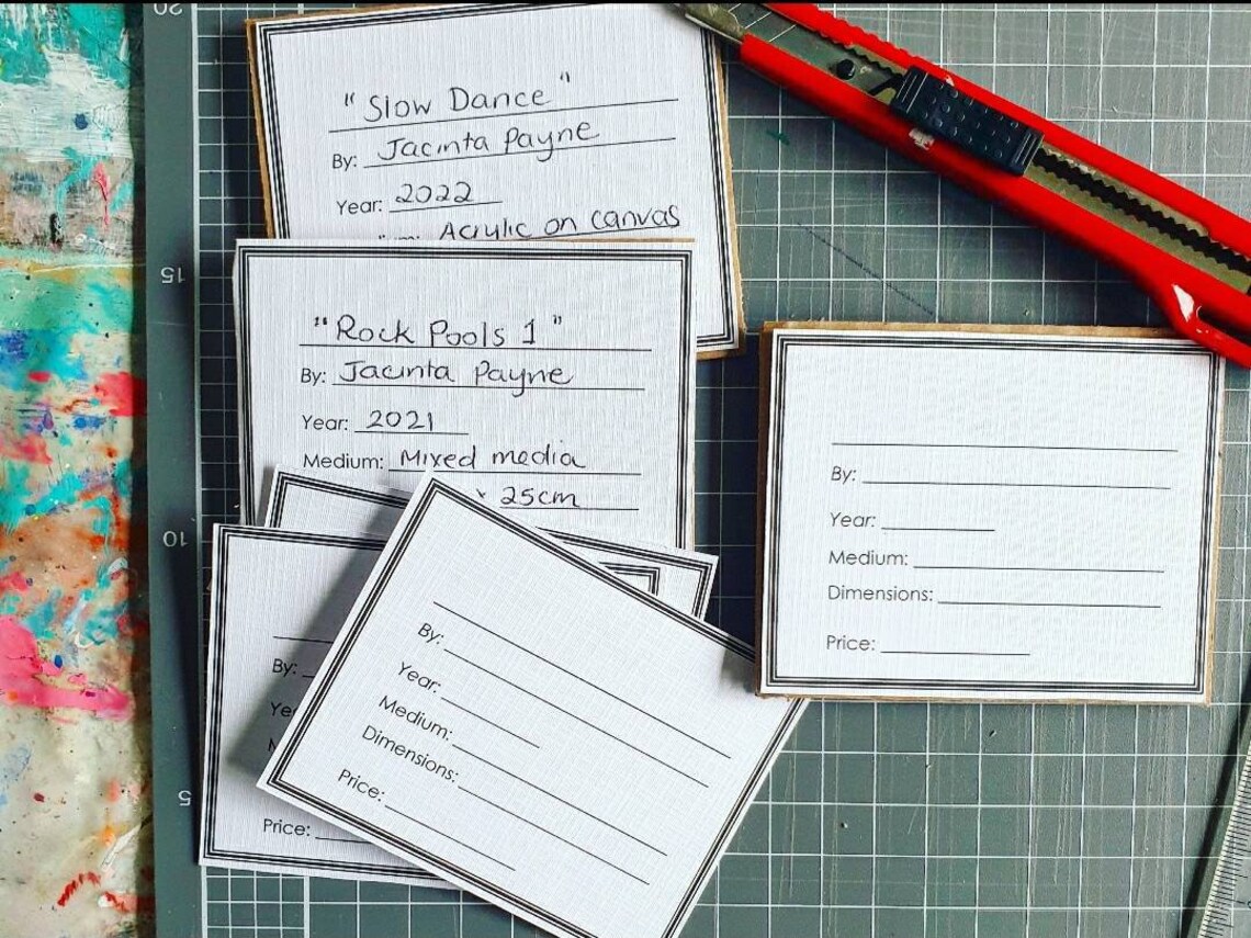 Exhibition Labels Template for Artists Printable Wall Plaques - Etsy