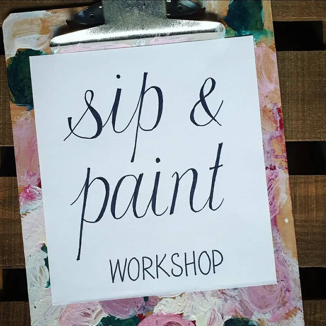 Sip & Paint Workshop Sign, Hand Lettered, Printable Door Signs for ...