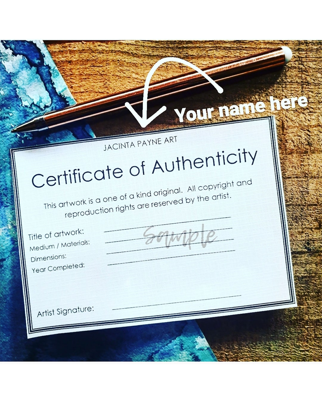 Modern Customised Certificate of Authenticity for Artists ...