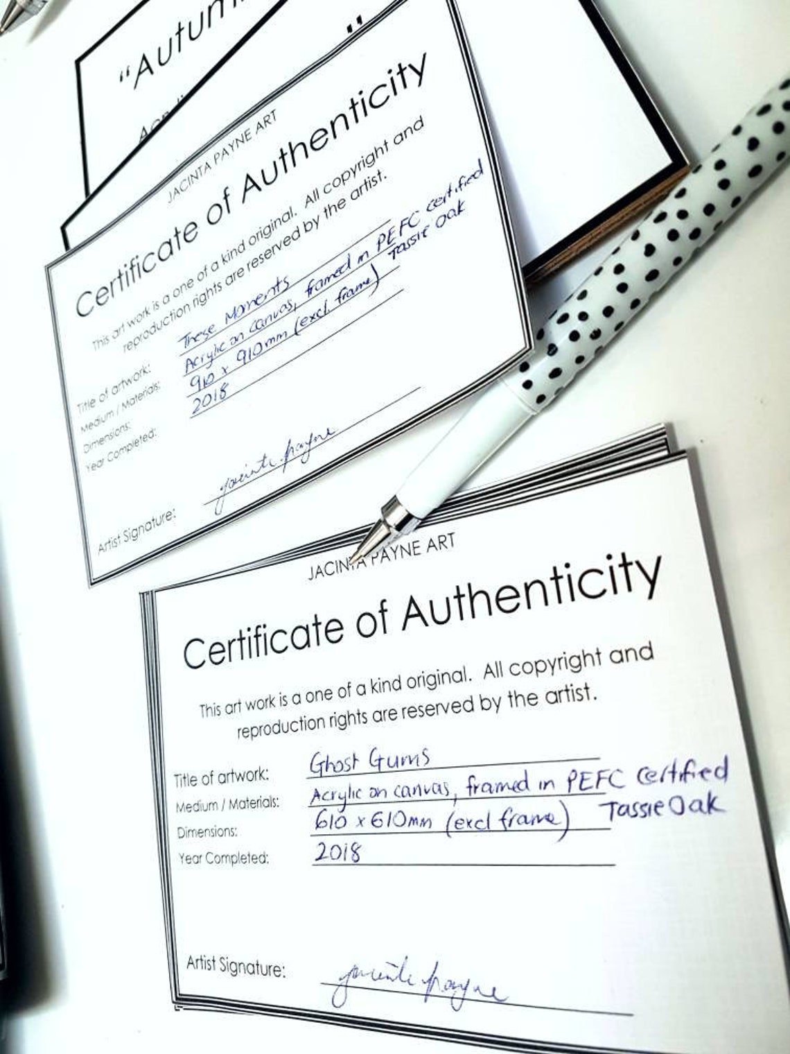 Modern Certificate of Authenticity Template for Original Art (PDF) - Etsy