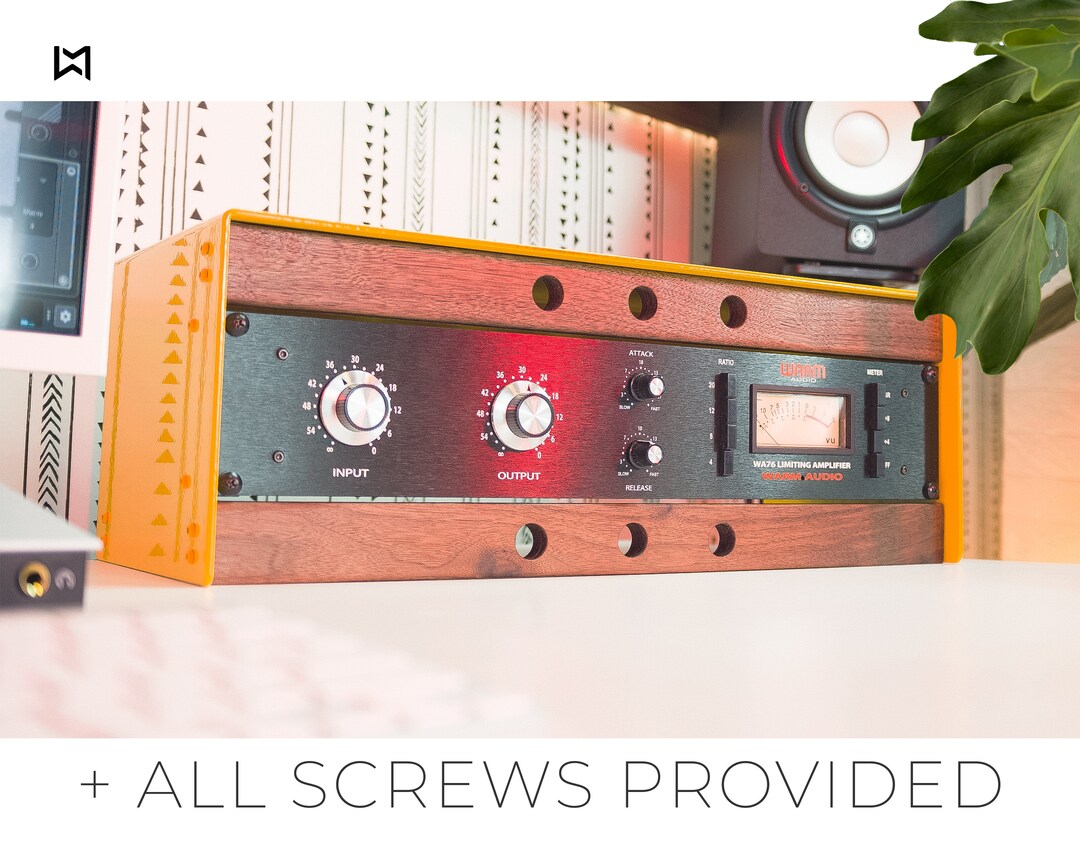 2U Rack YELLOW Color Desktop Rack Walnut Wood Metal Studio Rack ...