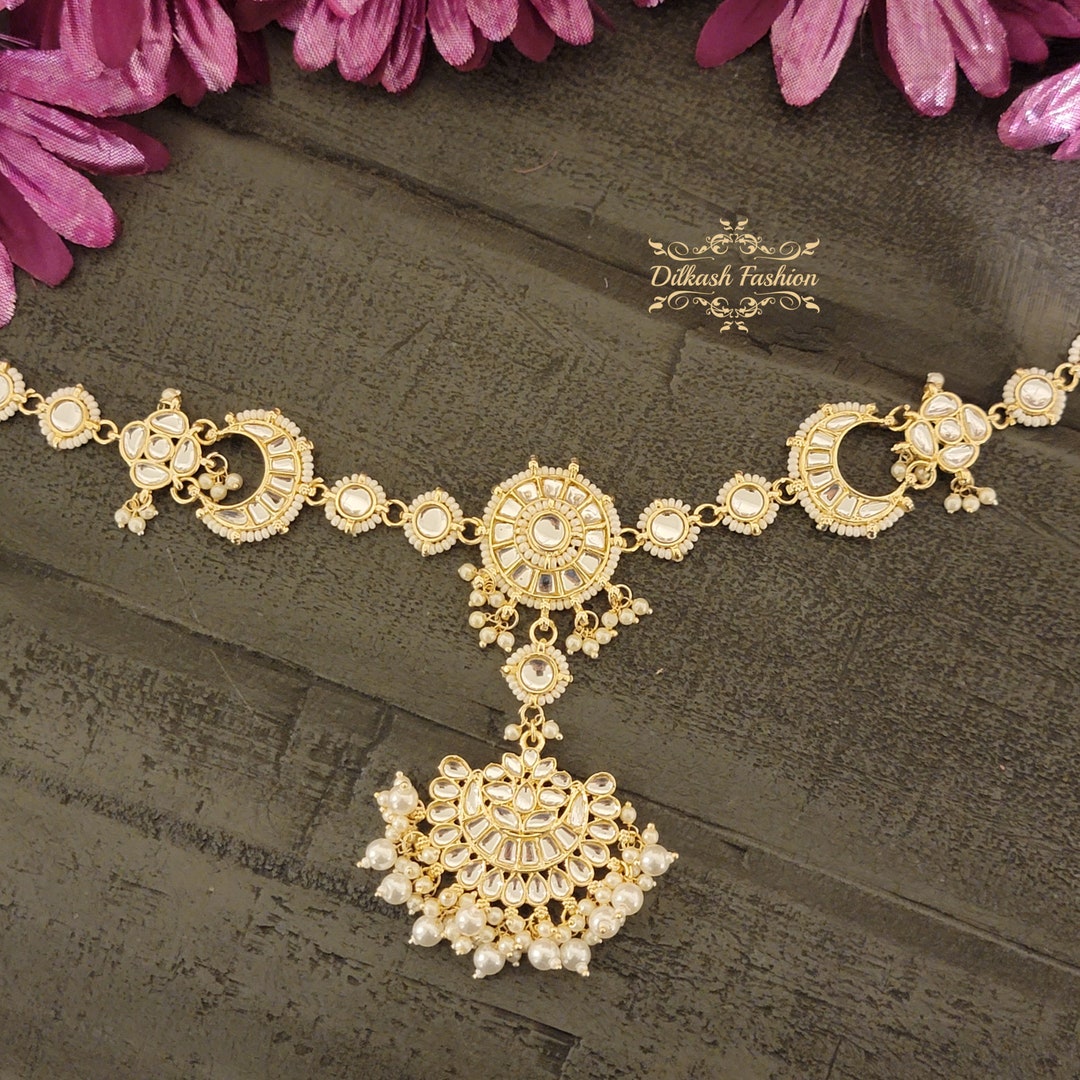 Pakistani Indian Punjabi Gold Kundan Sheeshful Shish Phool Headpiece ...