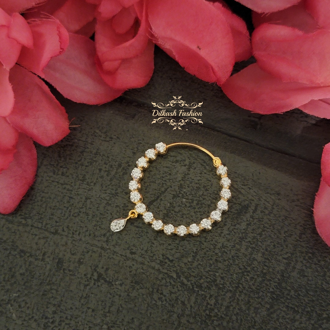 Pakistani Indian Punjabi Gold Cubic Zirconia American Diamond PIERCED ...