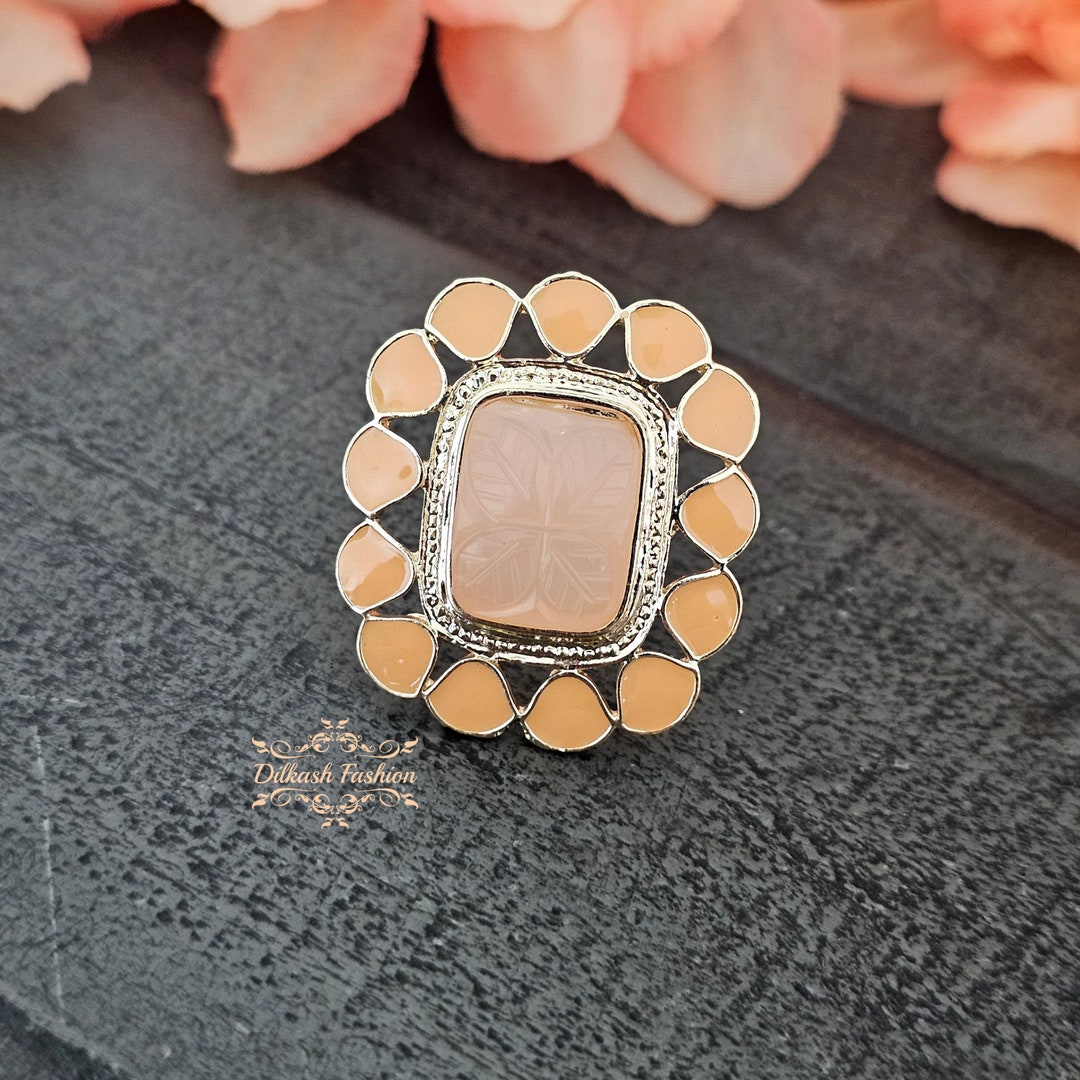 Pakistani Indian Punjabi Gold Peach Orange Meenakari Amrapali Stone ...
