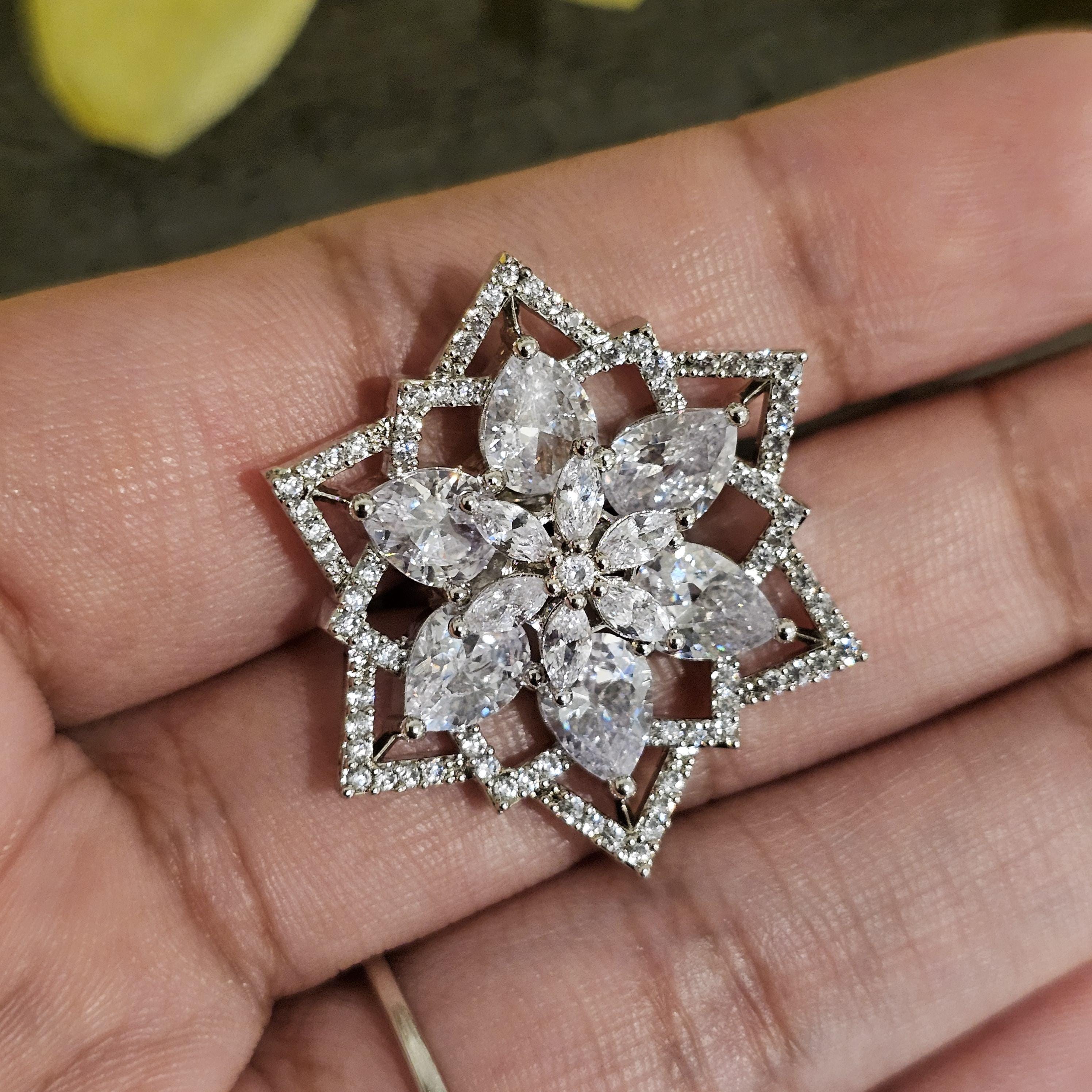 Pakistani Indian Punjabi Silver White American Diamond AD Cubic ...