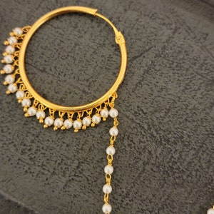 Pakistani Indian Punjabi Gold Pearl Nath Pierced Nose Ring - Etsy