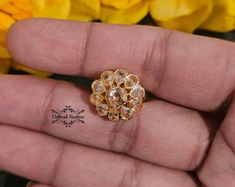 Pakistani Indian Punjabi Beautiful Gold Ruby Red Polki Adjustable Ring ...