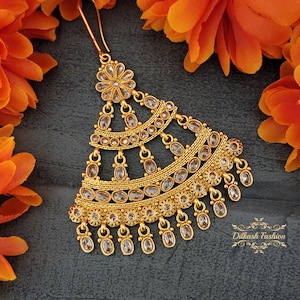 Pakistani Indian Punjabi Beautiful Handcrafted Gold Polki Jhumar Passa ...