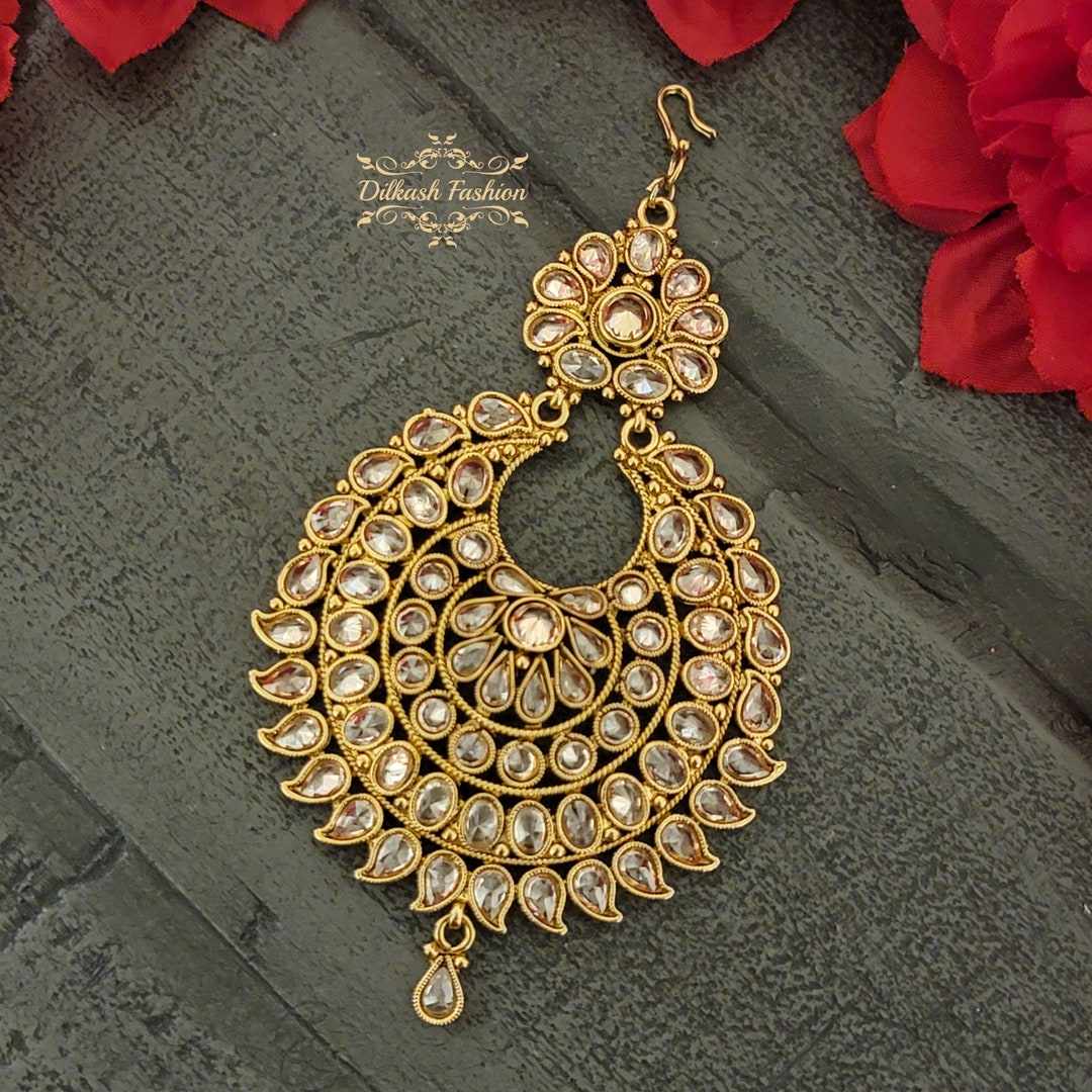 Pakistani Indian Punjabi Beautiful Handcrafted Gold Polki Jhumar Passa ...