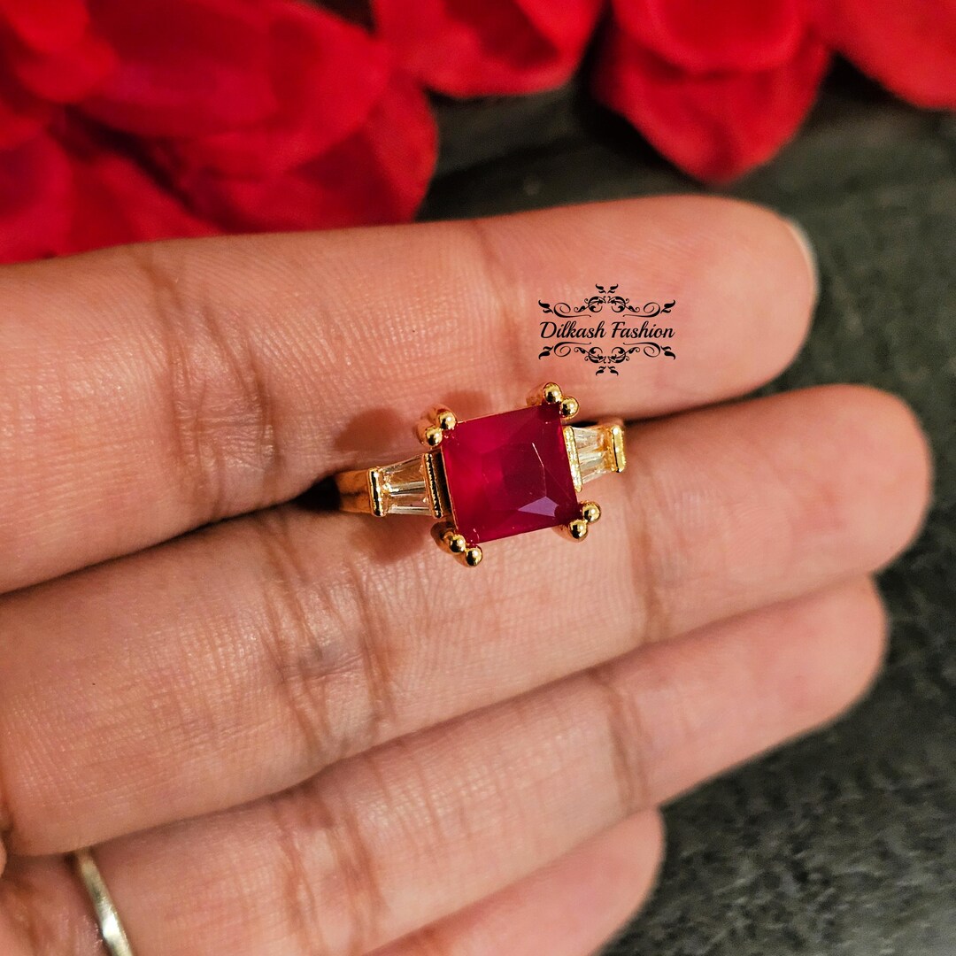Pakistani Indian Punjabi Gold Ruby Red American Diamond AD Cubic ...