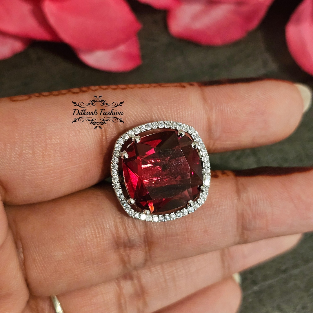 Pakistani Indian Punjabi Silver Hot Pink Floral American Diamond AD ...