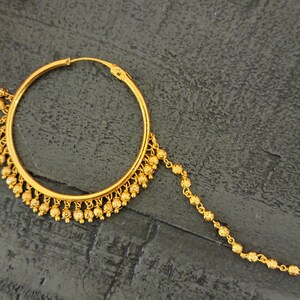Pakistani Indian Punjabi Gold Beaded Nath Pierced Nose Ring Nathni ...