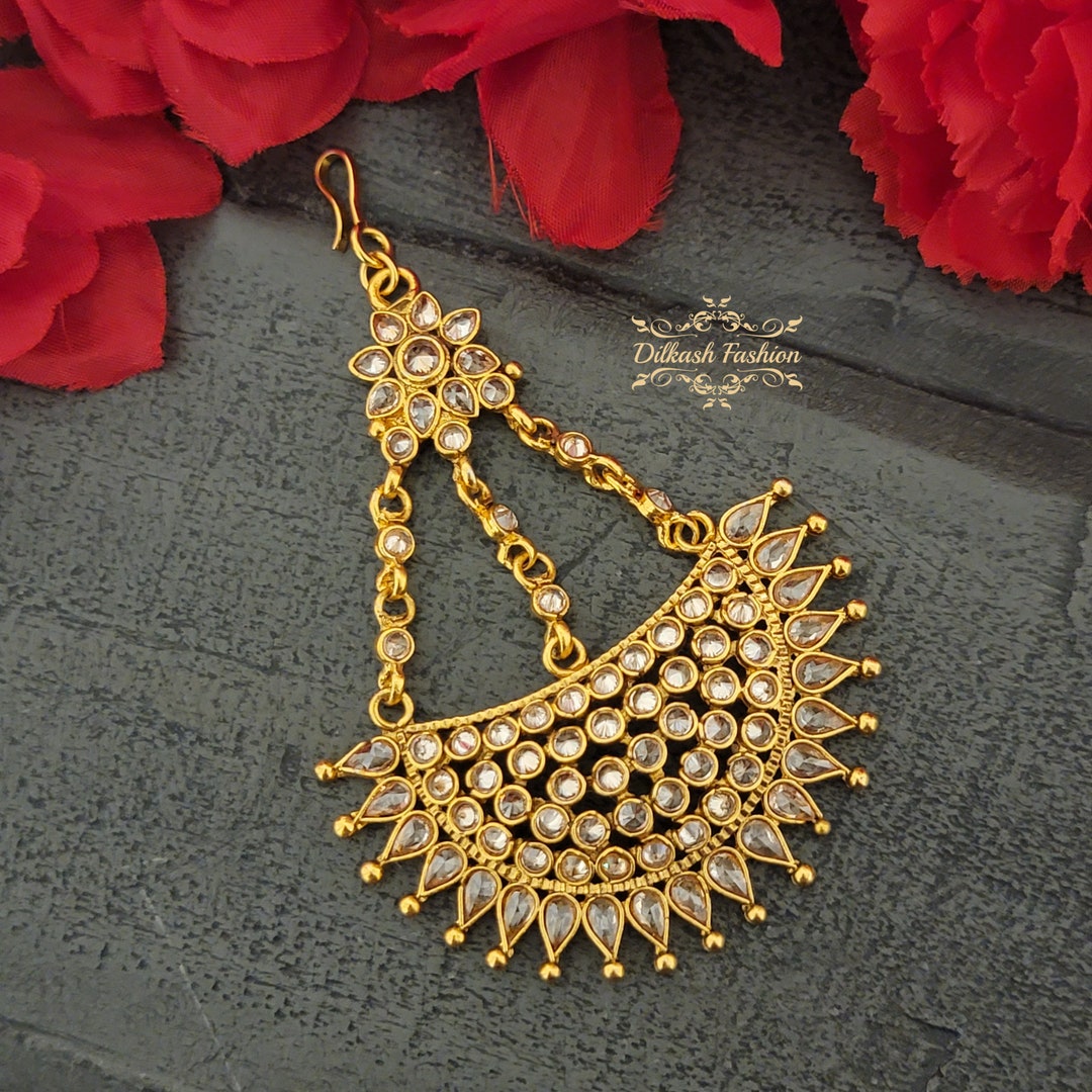 Pakistani Indian Punjabi Beautiful Handcrafted Gold Polki Jhumar Passa ...