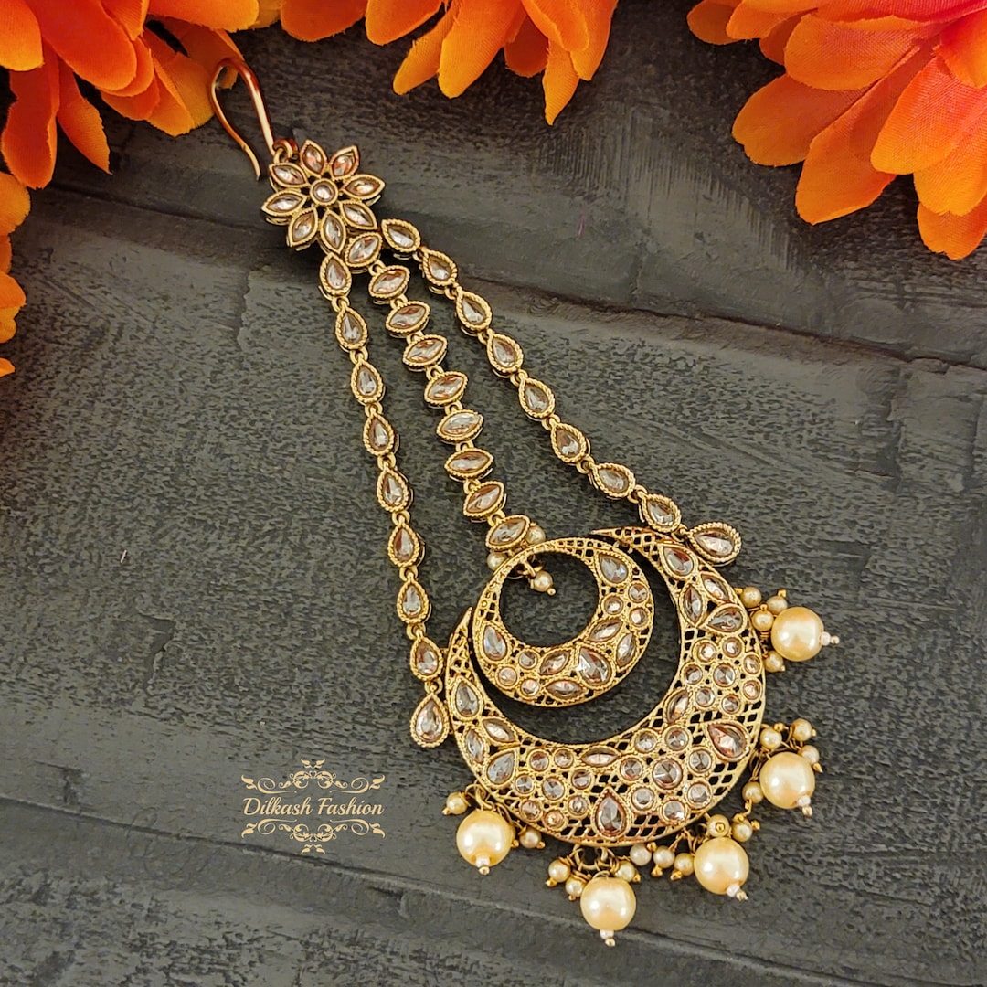 Pakistani Indian Punjabi Beautiful Handcrafted Gold Polki Jhumar Passa ...