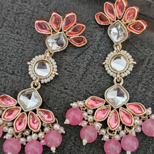 Pakistani Indian Punjabi Gold Kundan Pink Earrings Dilkash Fashion ...