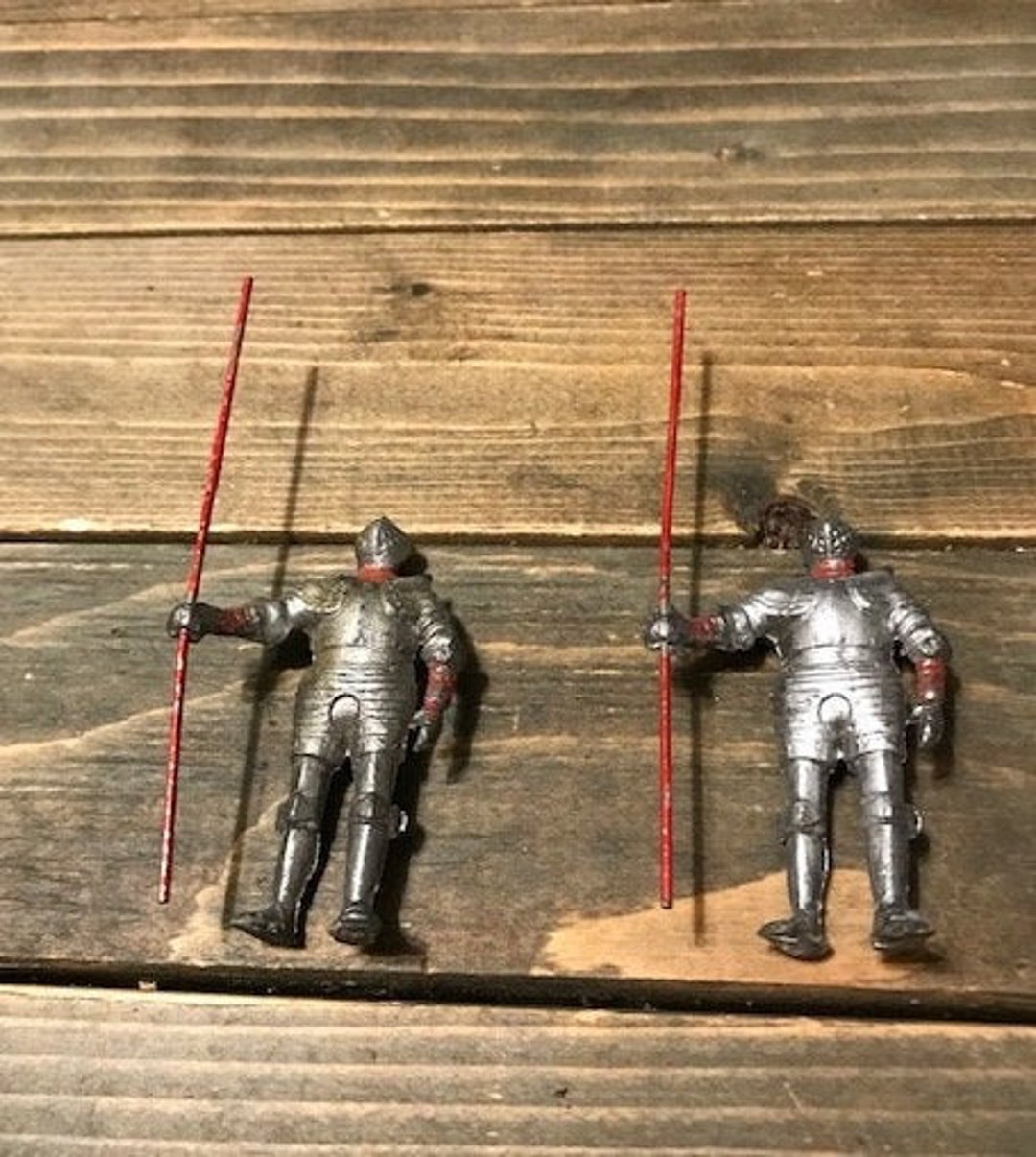 Vintage 50s Set of 2 Metal Medieval Knights Figurine Statues Wearing ...