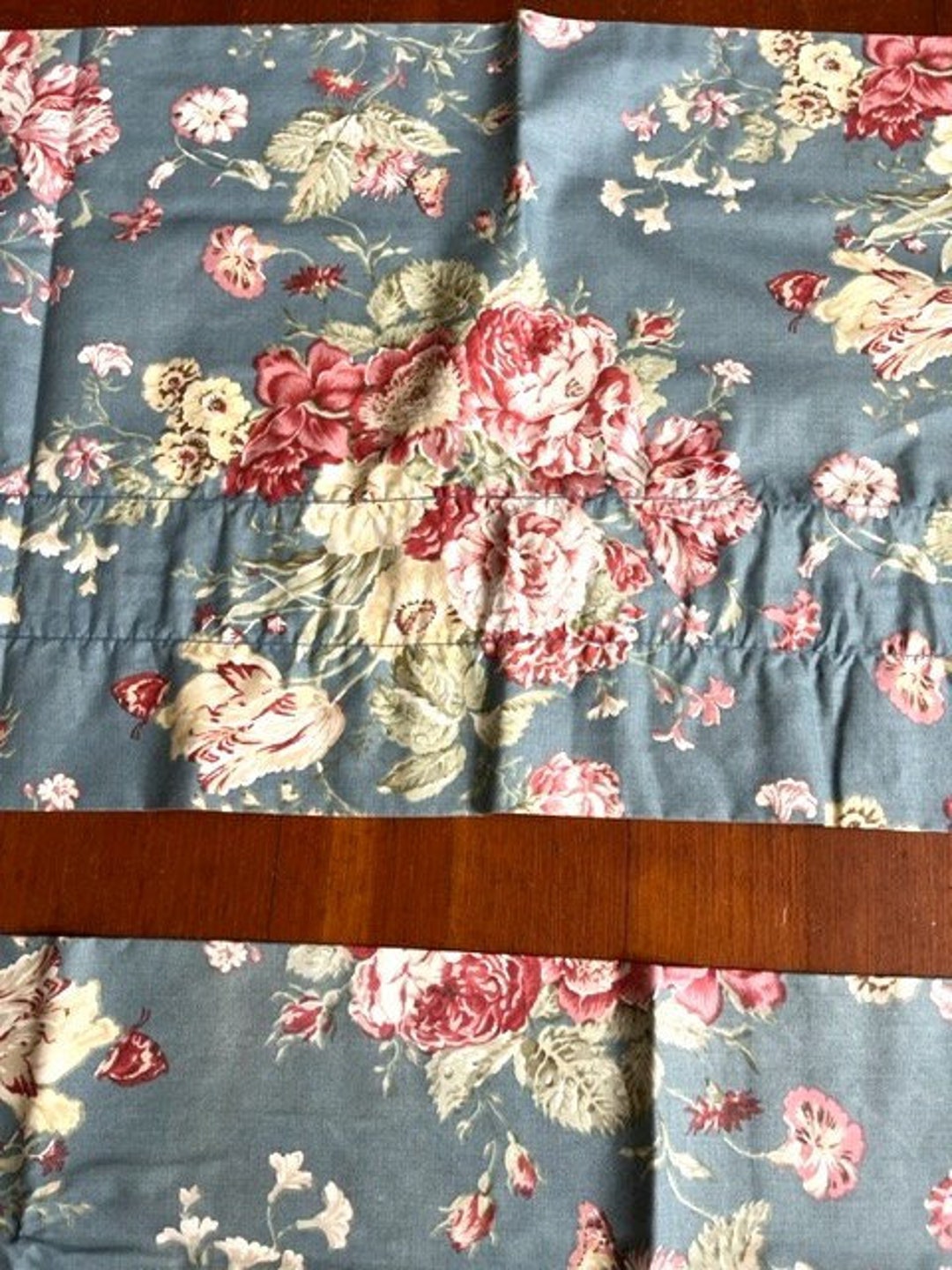 Vintage 80s Floral Window Valances Set of 2 Waverly Garden Room Blue ...