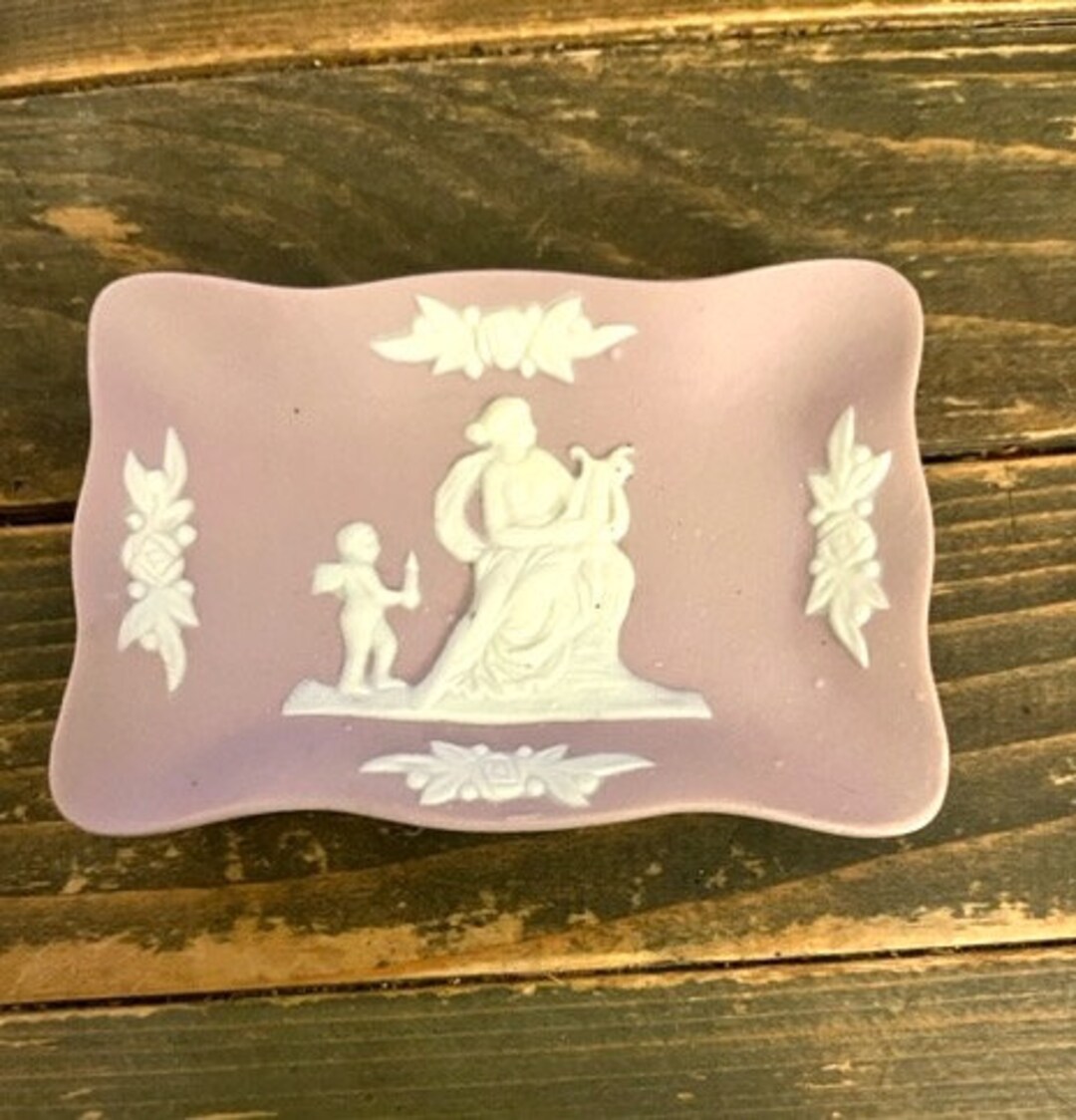 Vintage Pink Jasperware Wedgewood Heart Trinket Ring Ceramic Dish Bowl ...