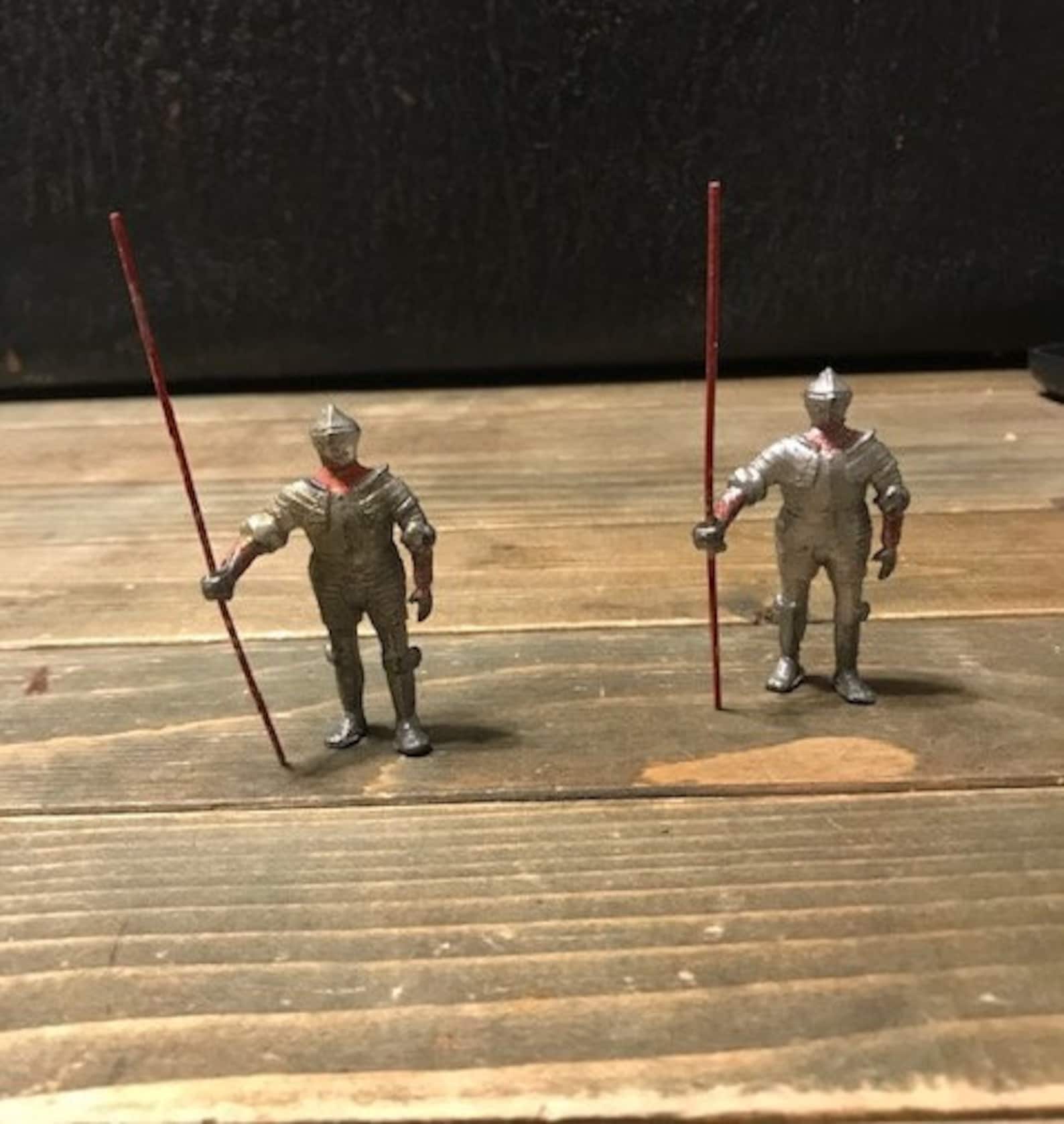 Vintage 50s Set of 2 Metal Medieval Knights Figurine Statues - Etsy