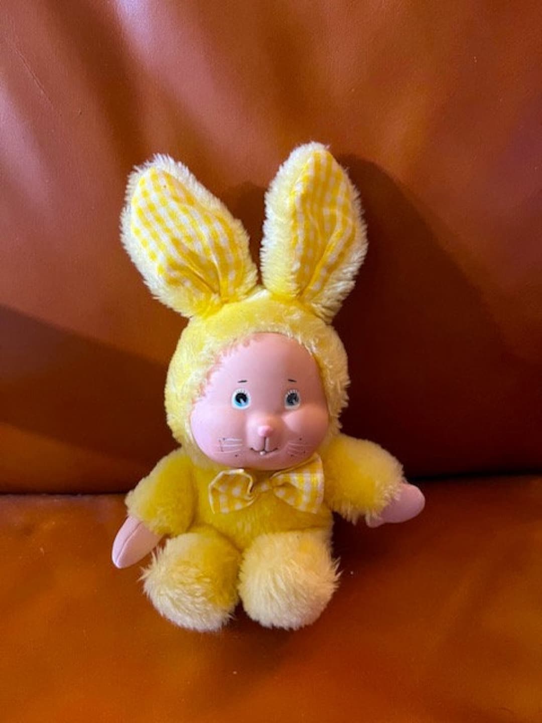 Vintage 80s Mattel Emotions Bunny Yellow Rabbit Plush Rubber Face ...