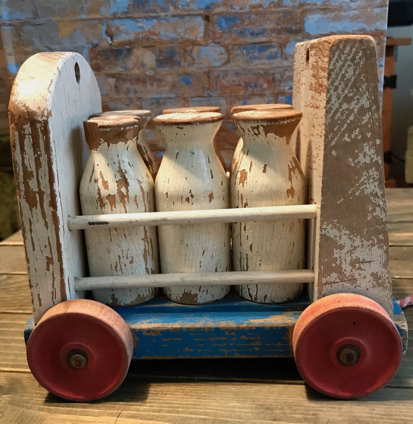 Vintage 50s Wood Milkman Pull Toy Sifo Co Milk Bottles in - Etsy