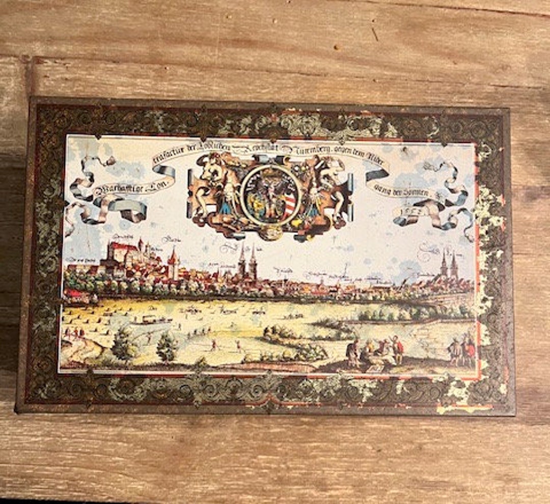 Vintage Cookie Tin Lebkuchen Schmidt Nuremberg Hinged Metal Tin Large ...