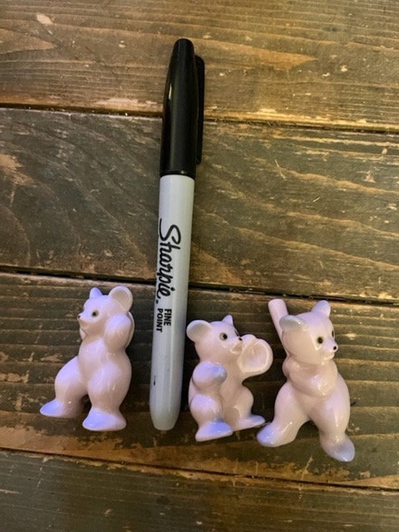 Vintage 40s Little Pink Ceramic Bear Baseball Players Bone China Tiny ...