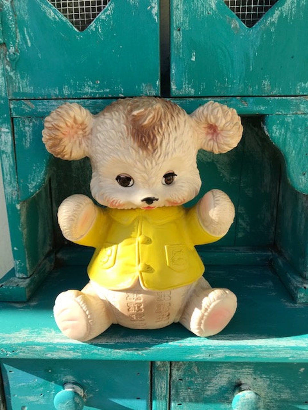 Vintage 1962 Edward Mobley Rubber Bear W Squeaker And Sleepy Etsy