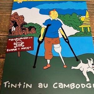 Tintin in Cambodia Laquer Plaque Wall Hanging Art Decor French ...