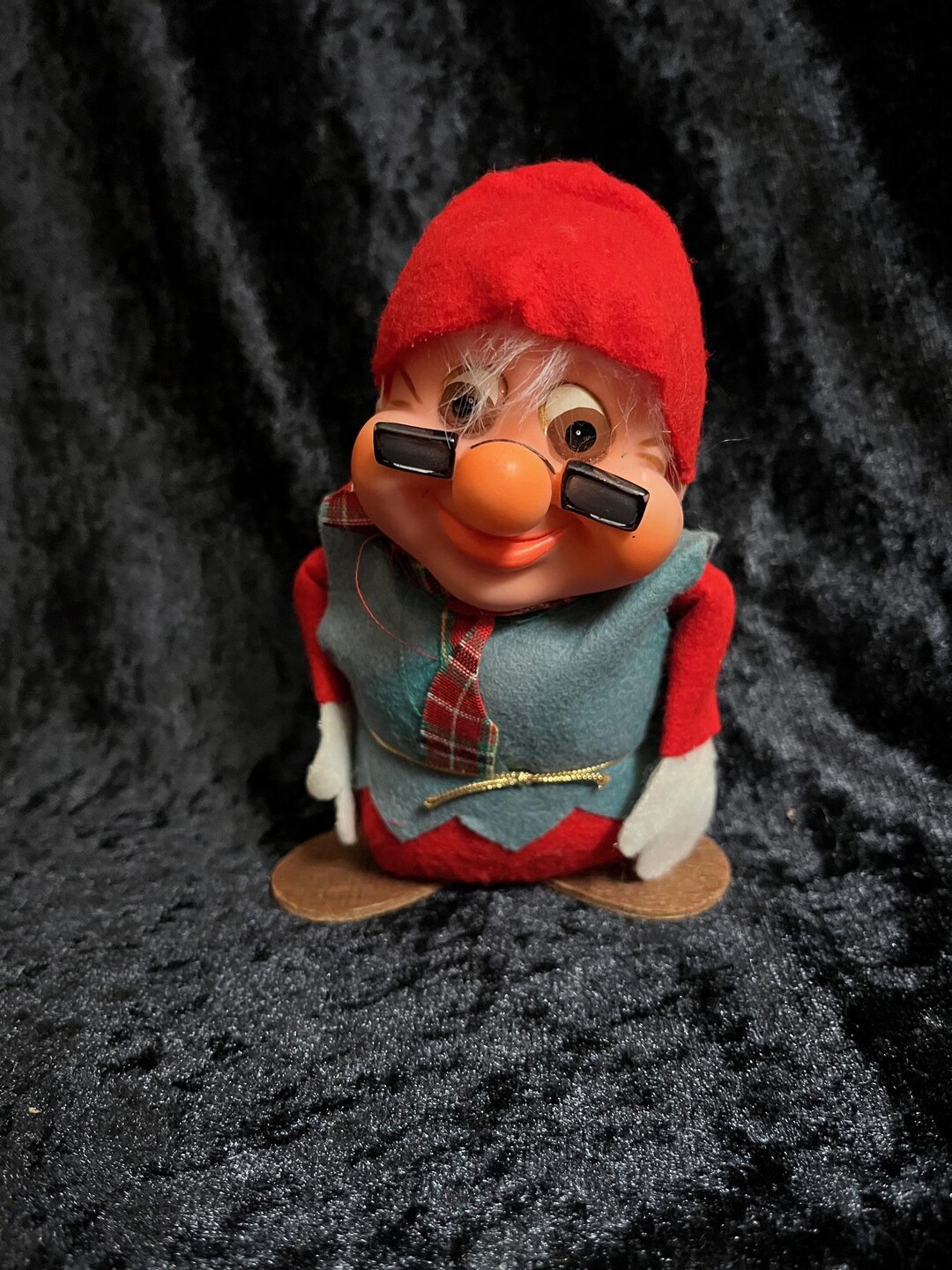Vintage 50s Christmas Elf Gnome Rubber Face With Red and Green Clothes ...