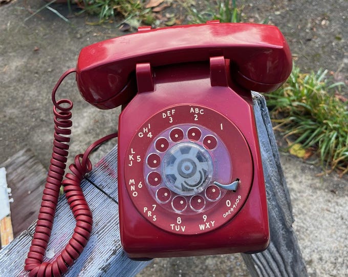 Vintage 60s/70s Red Rotary Dial Phone Landline Bell Systems Telephone ...