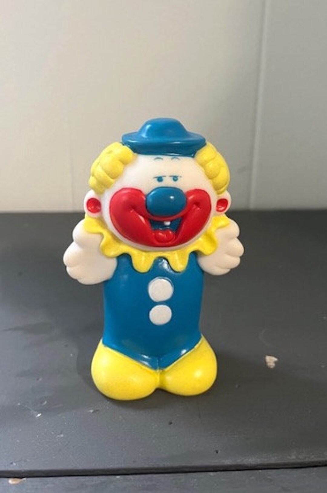 Vintage 80s Soft Rubber Clown Squeaker Toy Blue,yellow and Red Small ...