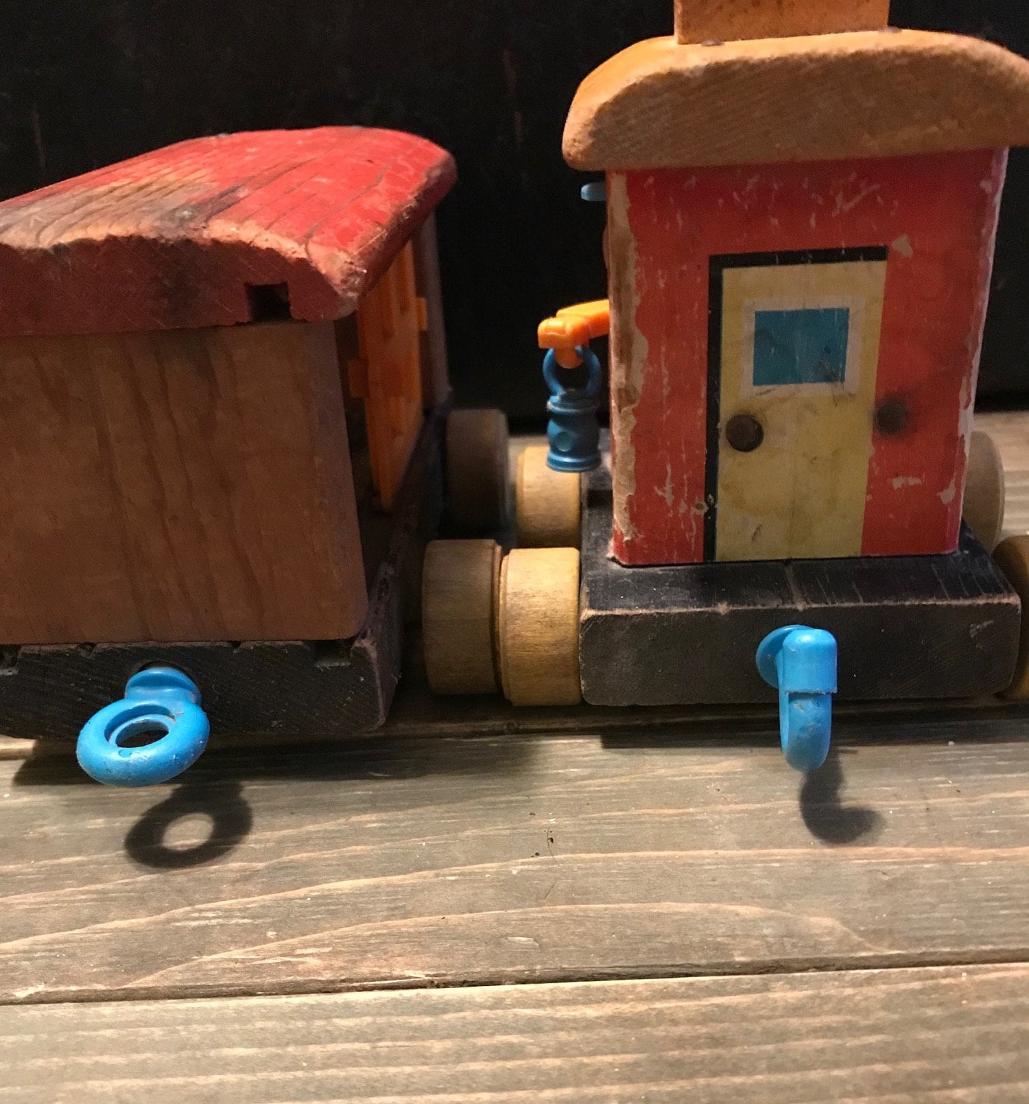 Vintage Wood Train 2 Cars Caboose With Conductor and Animal - Etsy