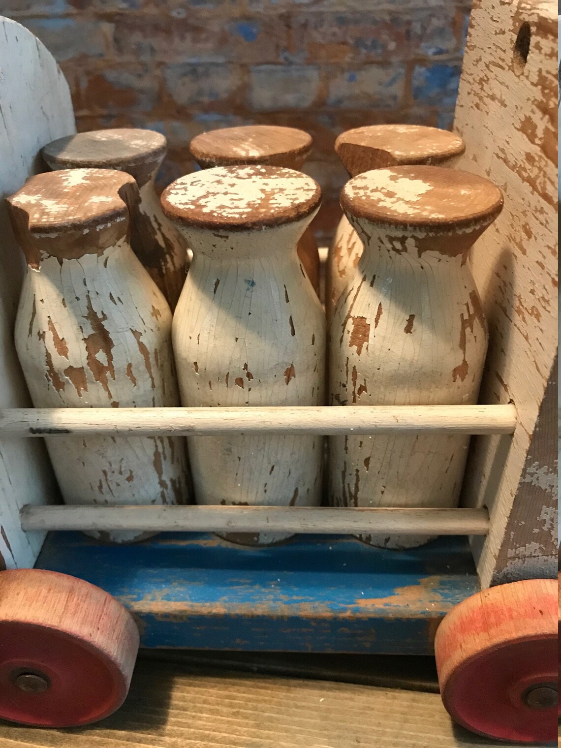 Vintage 50s Wood Milkman Pull Toy Sifo Co Milk Bottles in - Etsy