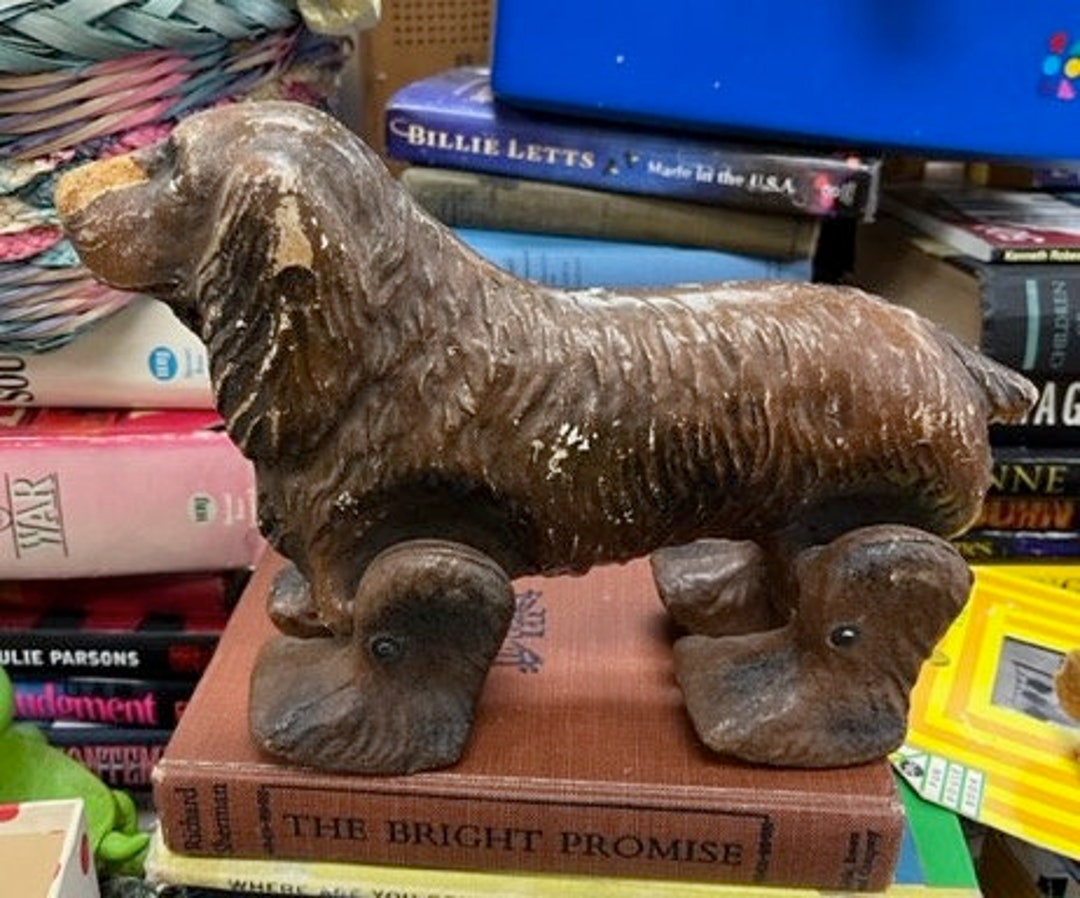 Vintage Antique 30s Wood Dog Pull Toy Brown Cocker Spaniel Composite ...