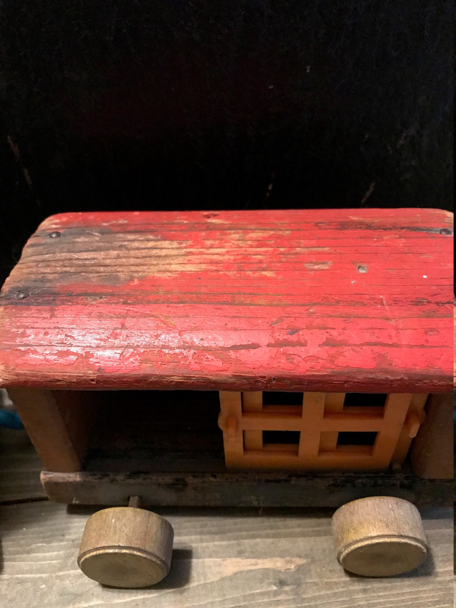 Vintage Wood Train 2 Cars Caboose With Conductor and Animal | Etsy