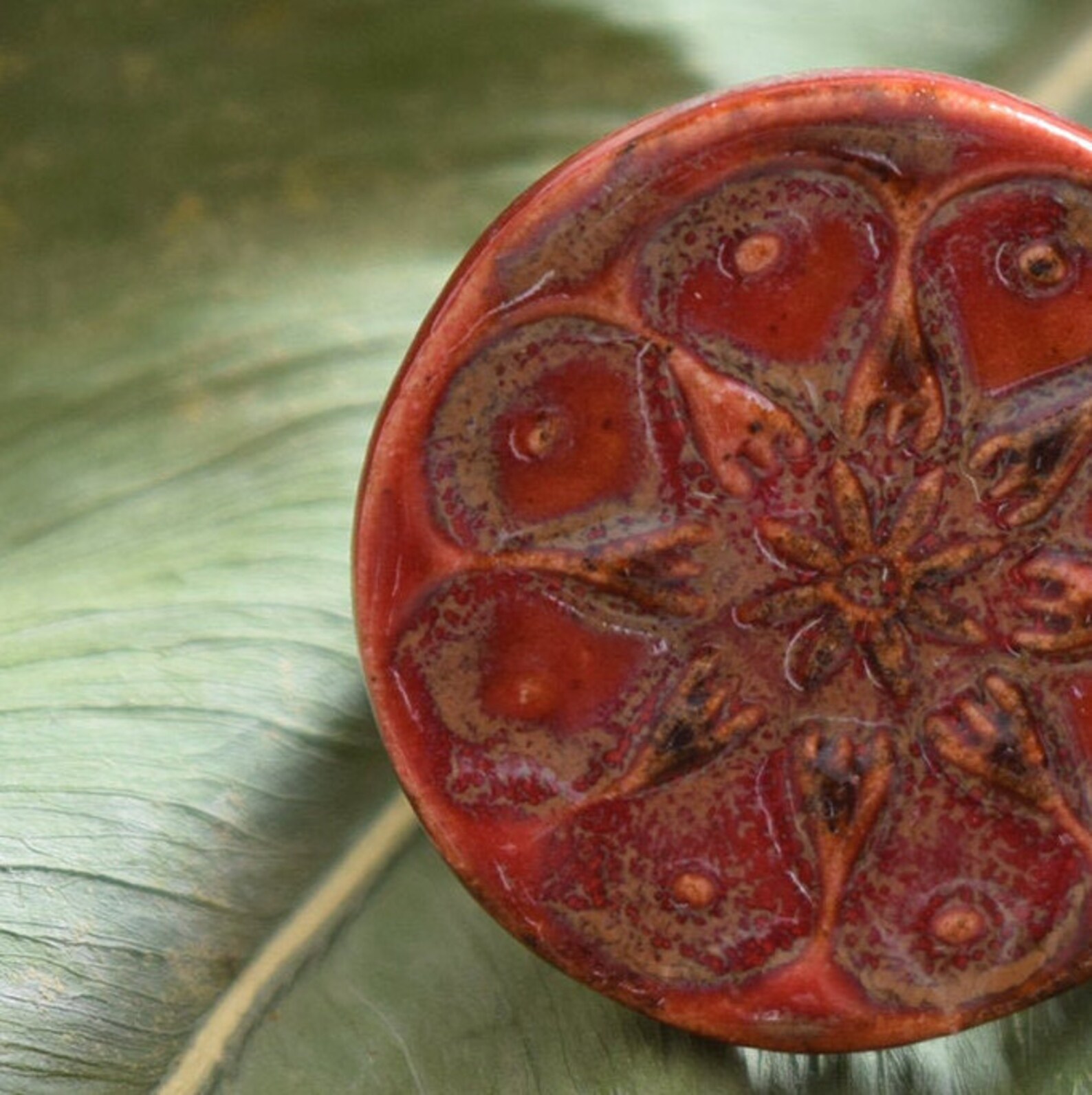 Red Ceramic Ring, Boho Chic Ring, Flower Ceramic Ring, Unique Clay Ring ...