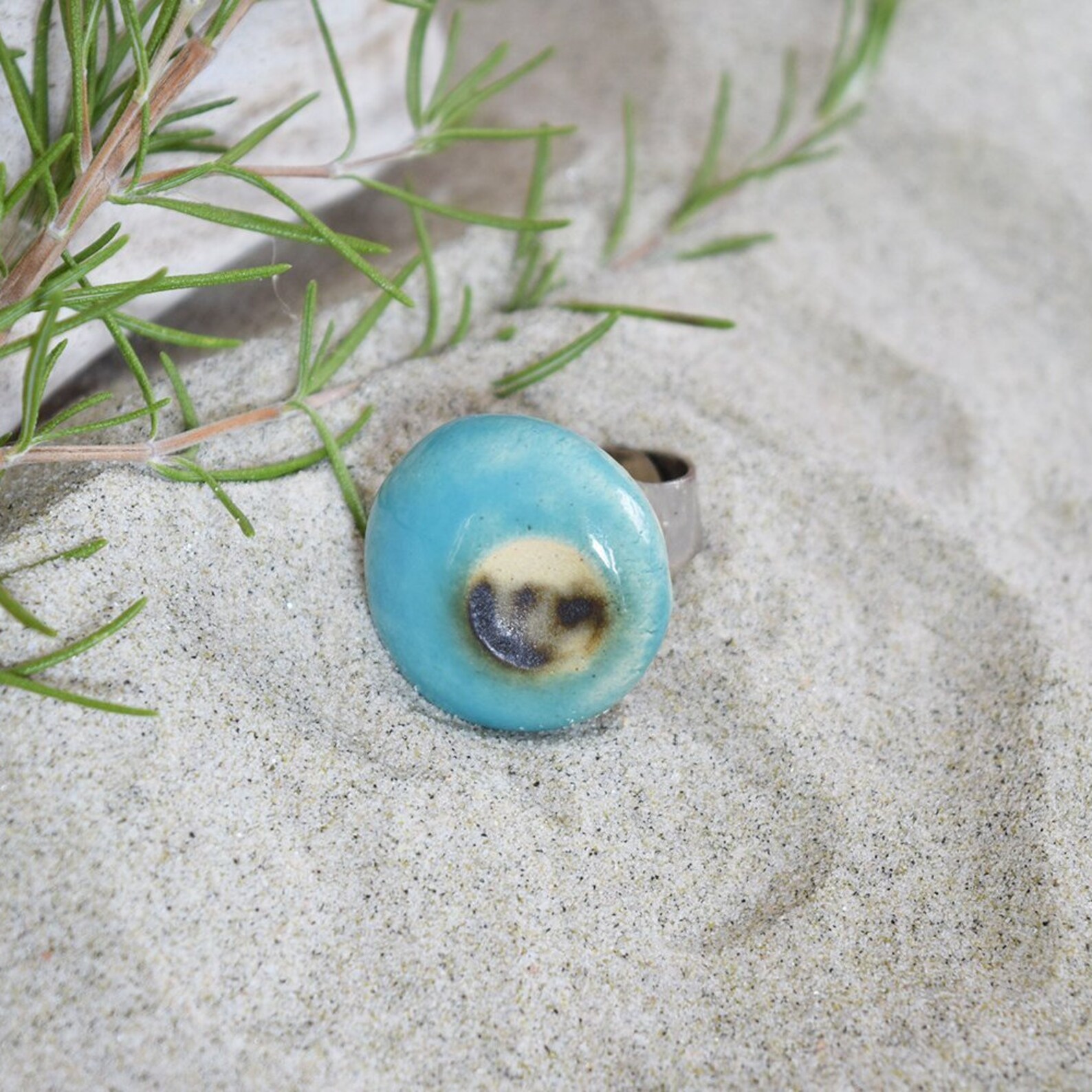 Unique CERAMIC STATEMENT Ring, Domed Contemporary Ring, Cocktail Ring ...