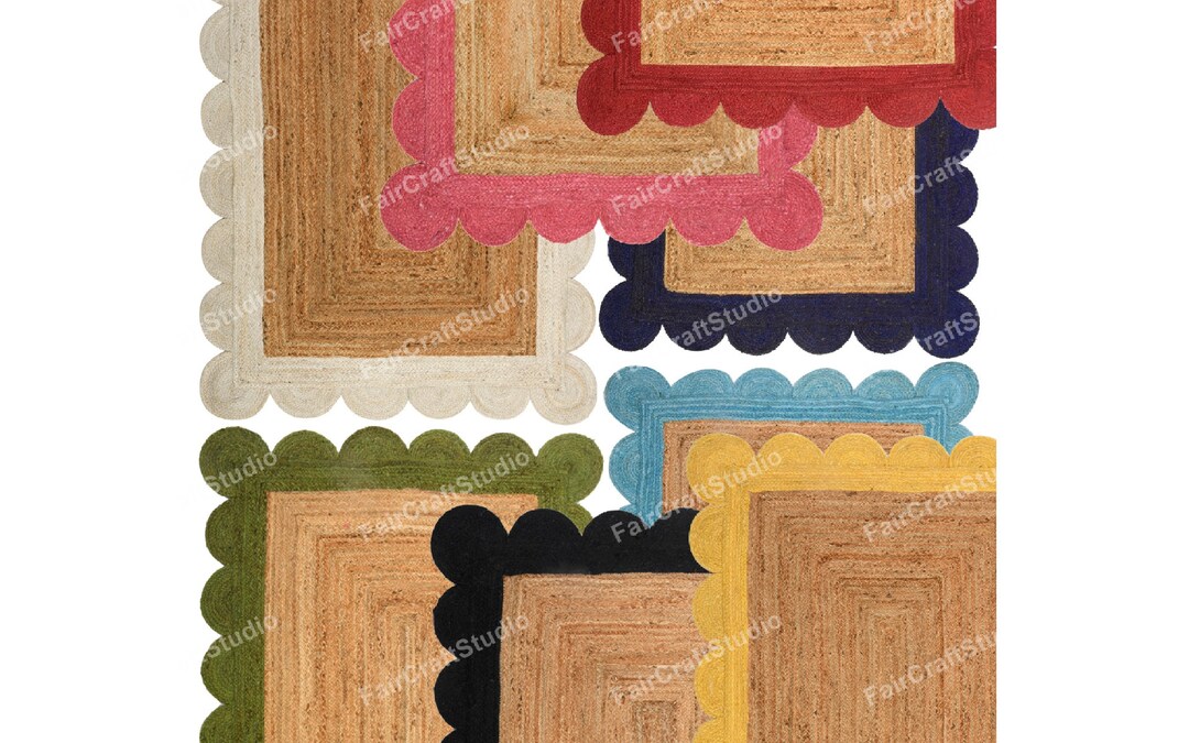 8x10 Scalloped Jute Rug Scallop Jute Rug Braided Rug Jute Scalloped Rug ...