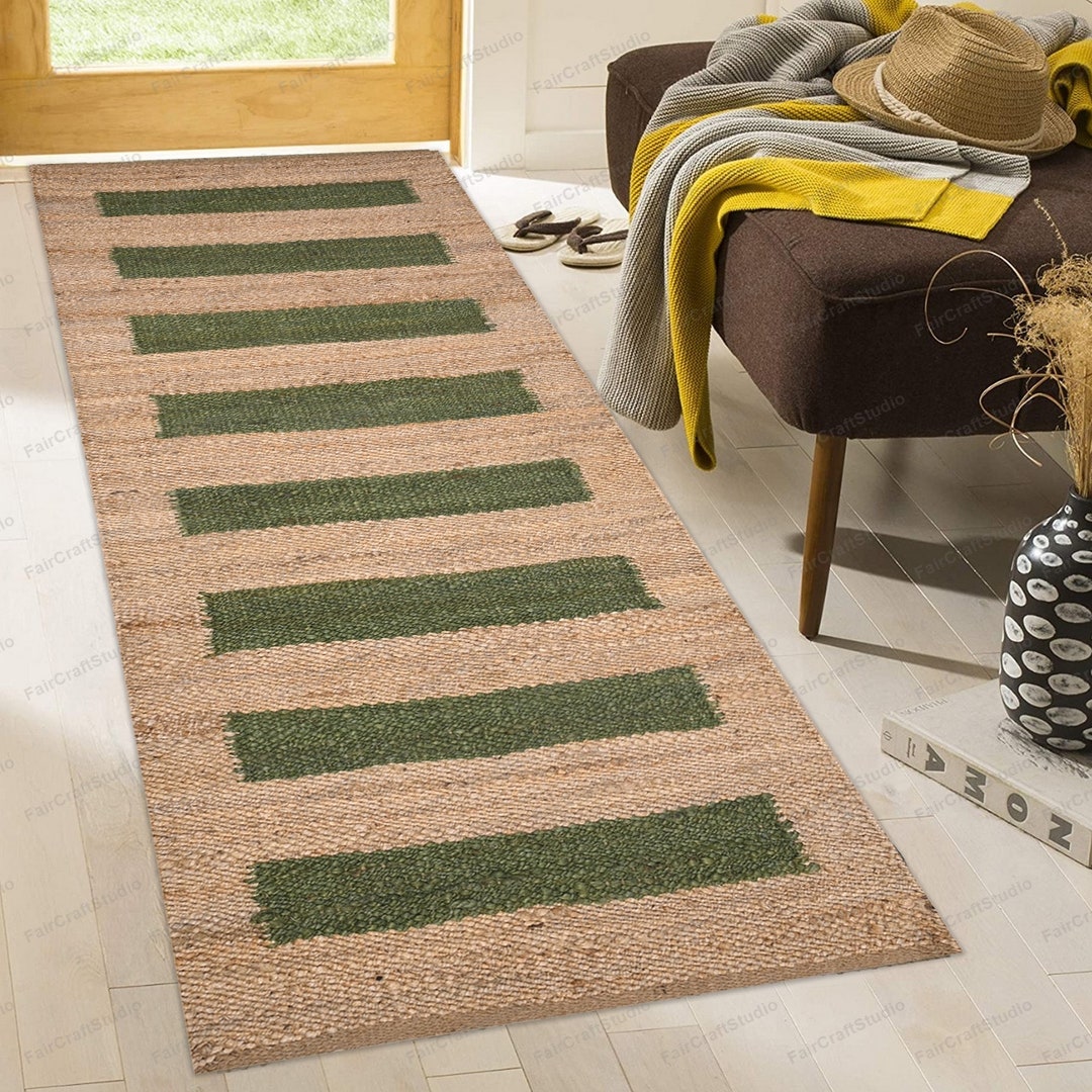 Green Jute Stairs Runner Sage Green Stairs Carpet Step Rugs Stair Rugs ...