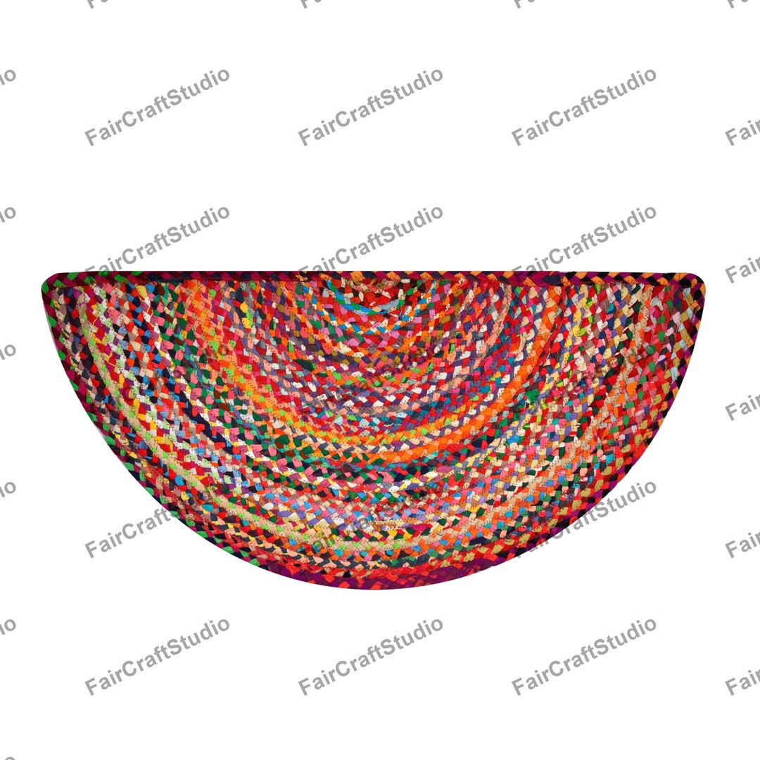 Half Moon Doormat Chindi Entrance Rug Front Porch Mat, Frontdoor Mat ...