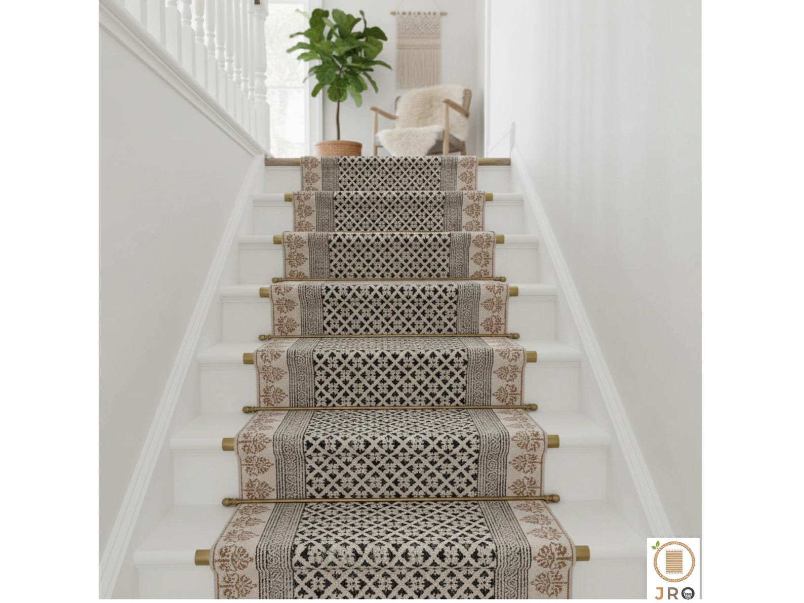 Custom Size Stair Runner Rug Bohemian Cotton Washable Non Slip Stair ...