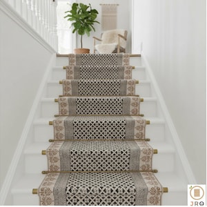 Custom Size Stair Runner Rug Bohemian Cotton Washable Non Slip Stair ...