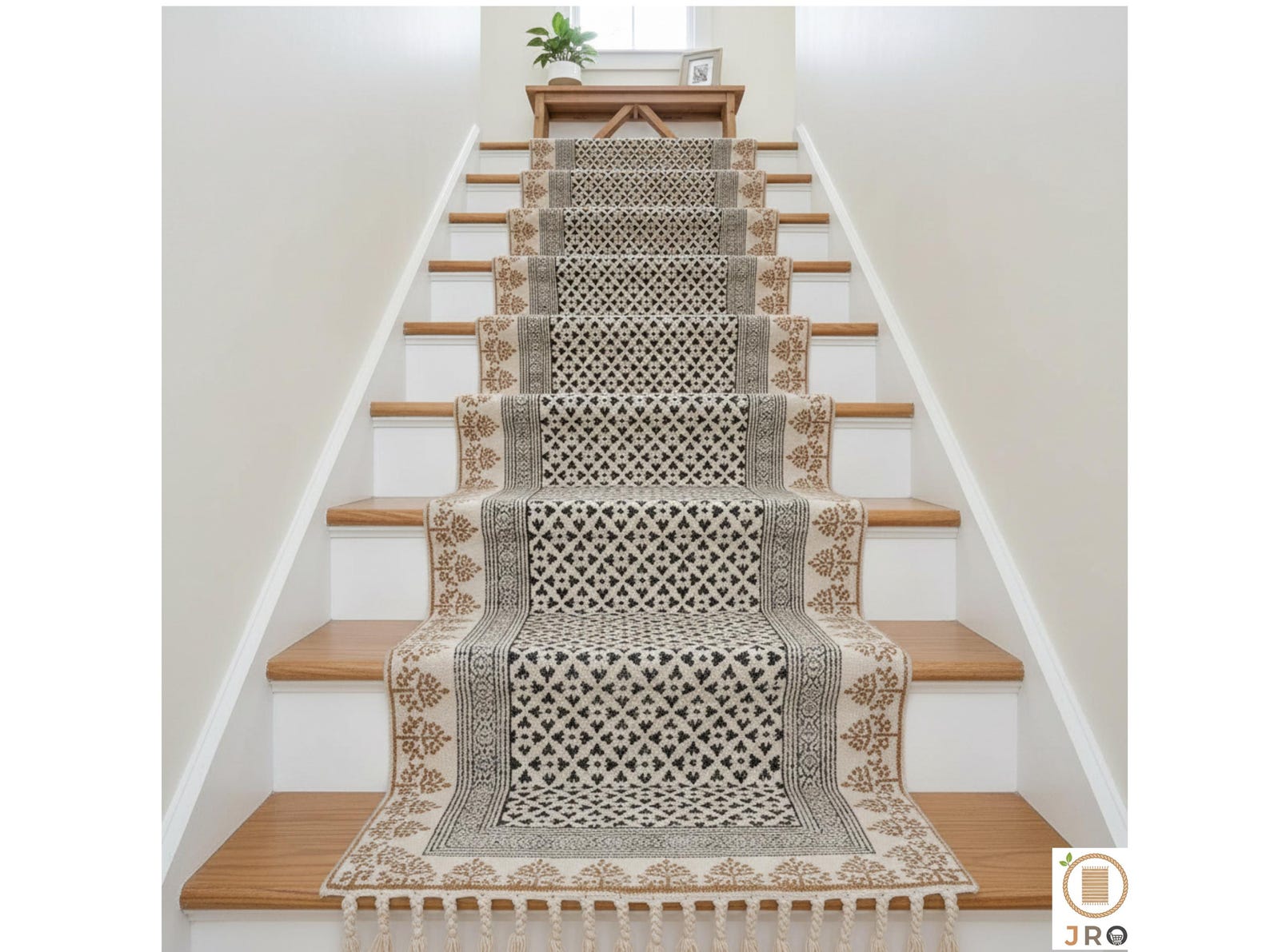 Custom Size Stair Runner Rug Bohemian Cotton Washable Non Slip Stair ...