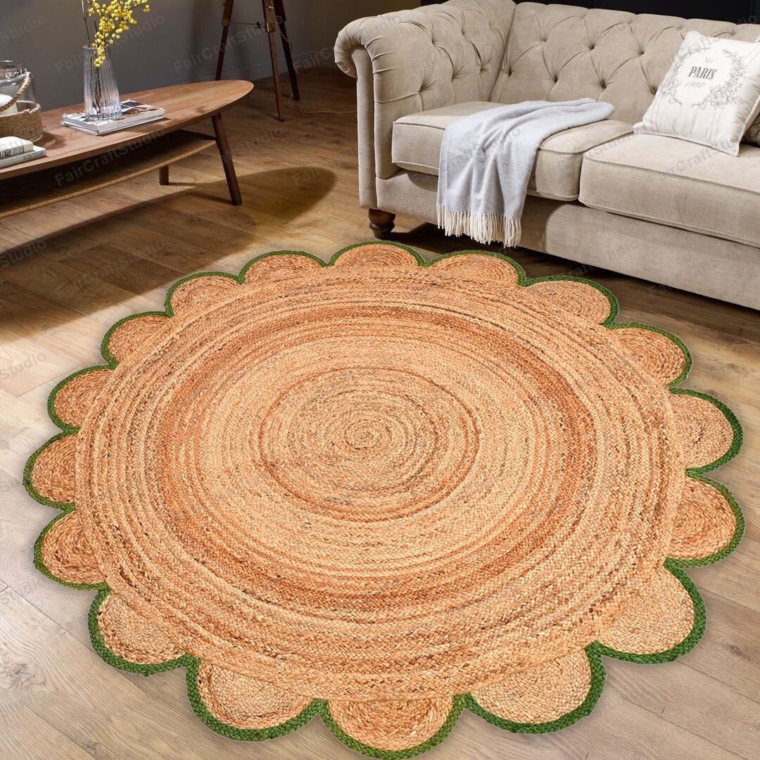 Round Scallop Rug Round Jute Rug Round Scalloped Rug Round Area Rug ...