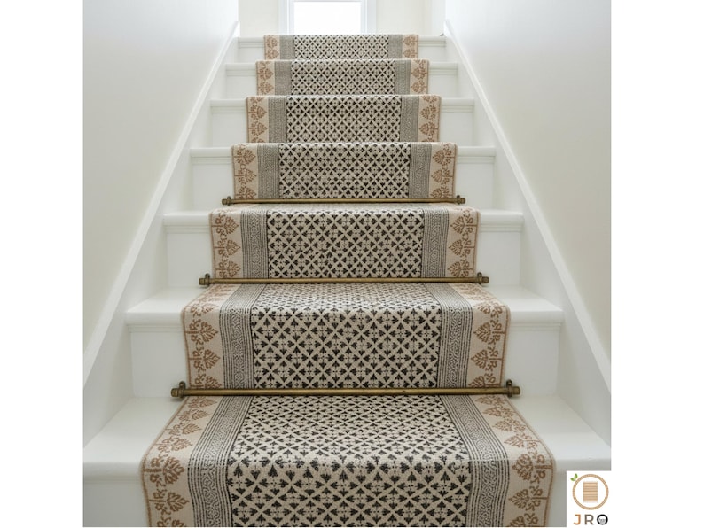 Custom Size Stair Runner Rug Bohemian Cotton Washable Non Slip Stair ...